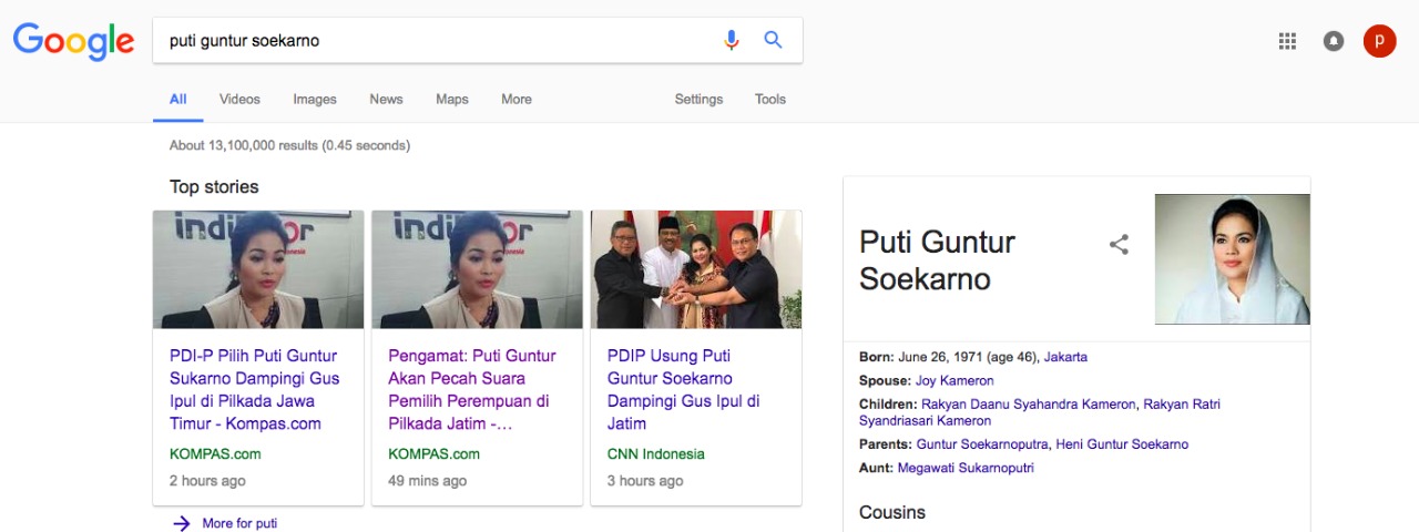 Tak Sampai 1 Detik, 13 Juta Pencarian 'Puti Guntur Soekarno' di Google