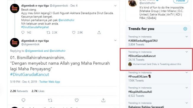 Isu Germo Pramugari Garuda, Akun @digeeembok Dilaporkan Polisi