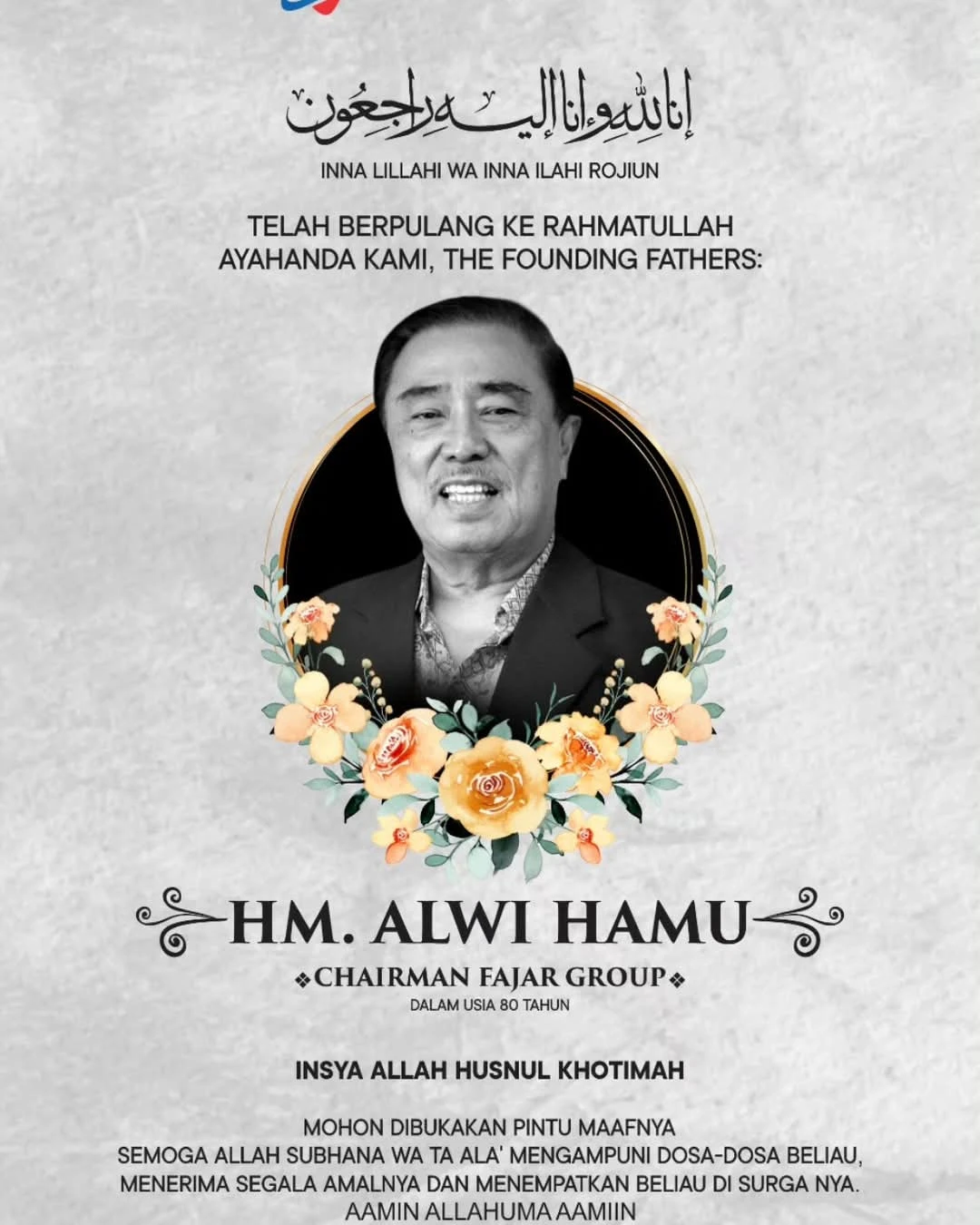 Alwi Hamu, Tokoh Pers Pendiri Harian Fajar Makassar Berpulang
