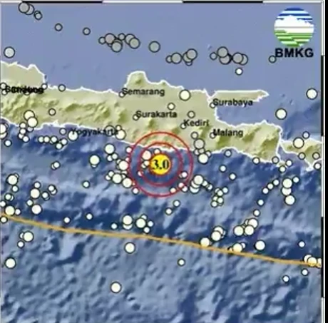 Gempa Bumi Magnitudo 3.0 di Pacitan Pada Kedalaman 14 Km, Tak Berpotensi Tsunami